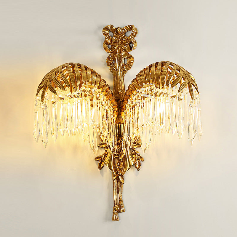 Brass Palm Leaf Crystal Wall Lamp – BELECOME