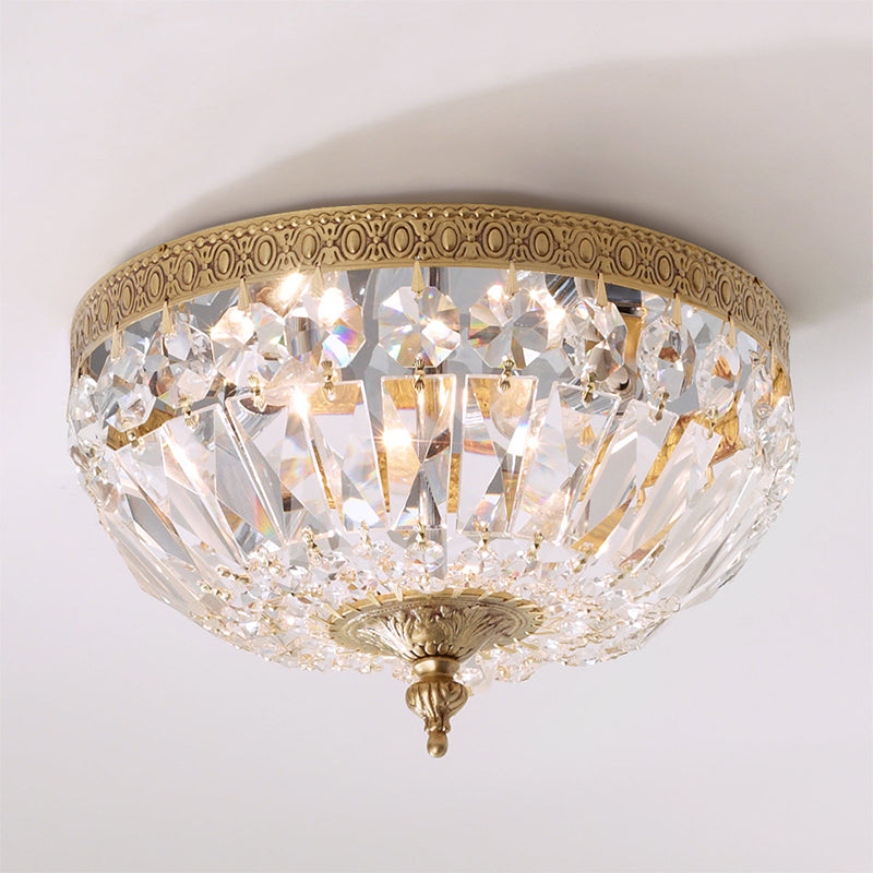 American Countryside Antique Brass Crystal Ceiling Lamp – BELECOME
