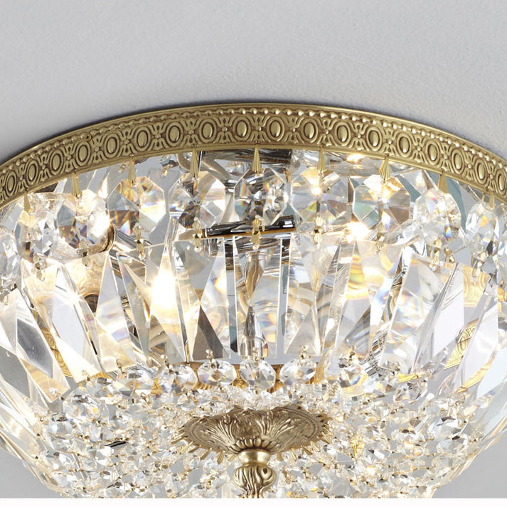 American Countryside Antique Brass Crystal Ceiling Lamp – BELECOME