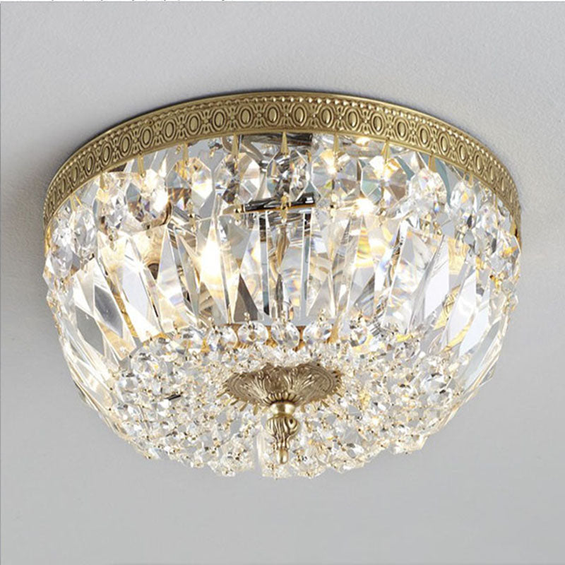 American Countryside Antique Brass Crystal Ceiling Lamp – BELECOME